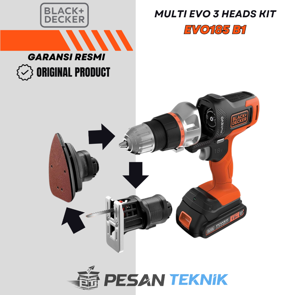 Jual Multi Evo 3 Heads EVO 185 Kit Bor Jigsaw Amplas BLACK DECKER EVO185B1 | Shopee Indonesia