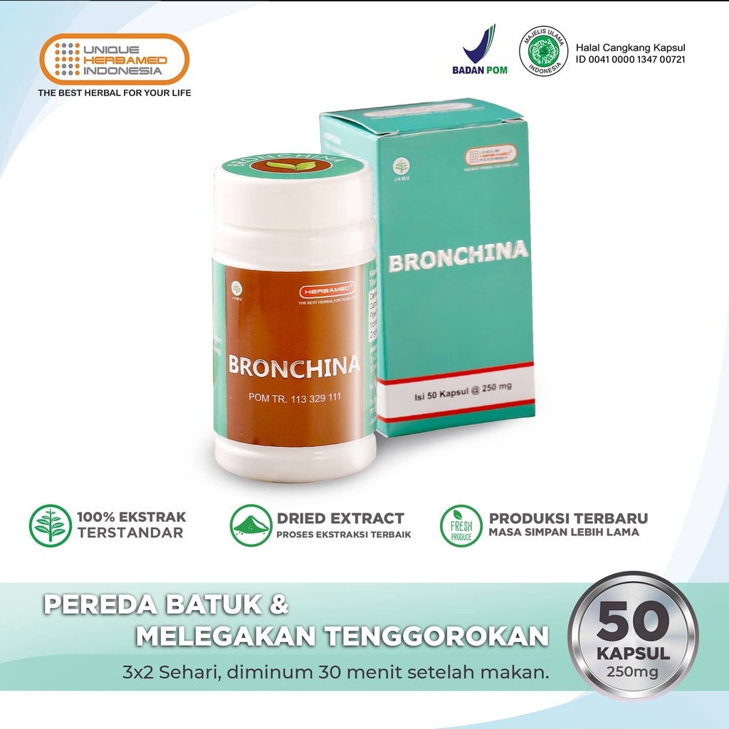 Jual Herbamed BRONCHINA 50 Kapsul @250mg Obat Herbal Alami untuk Paru ...