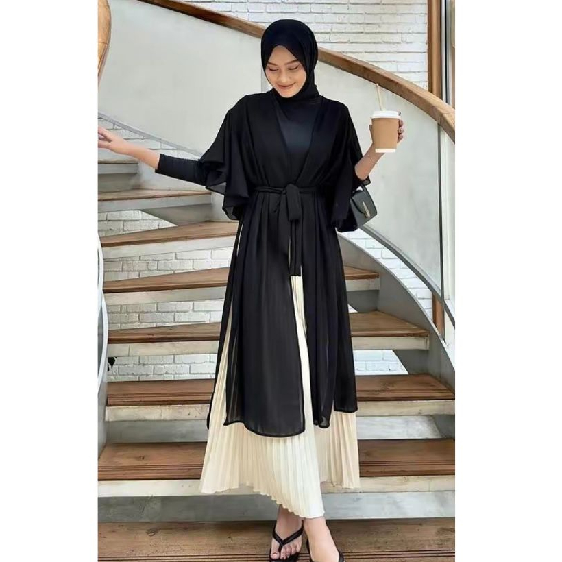 Jual Nara Outer Ceruty Premium / Outer Dress Ceruty Lengan Kriwil Dress ...
