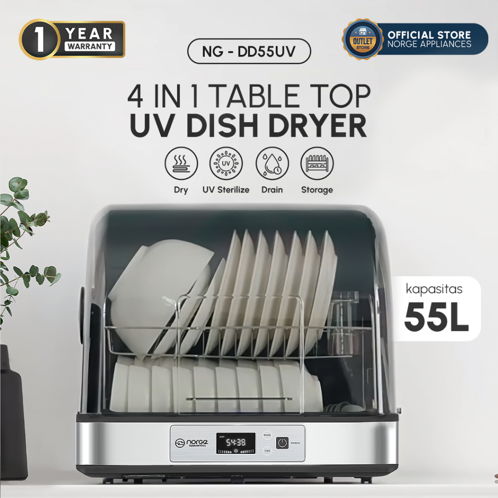 Jual NORGE 4 in 1 Table-top UV Dish Dryer 55L 300W (NG-DD55UV) / Sterilizer / Rak Pengering ...