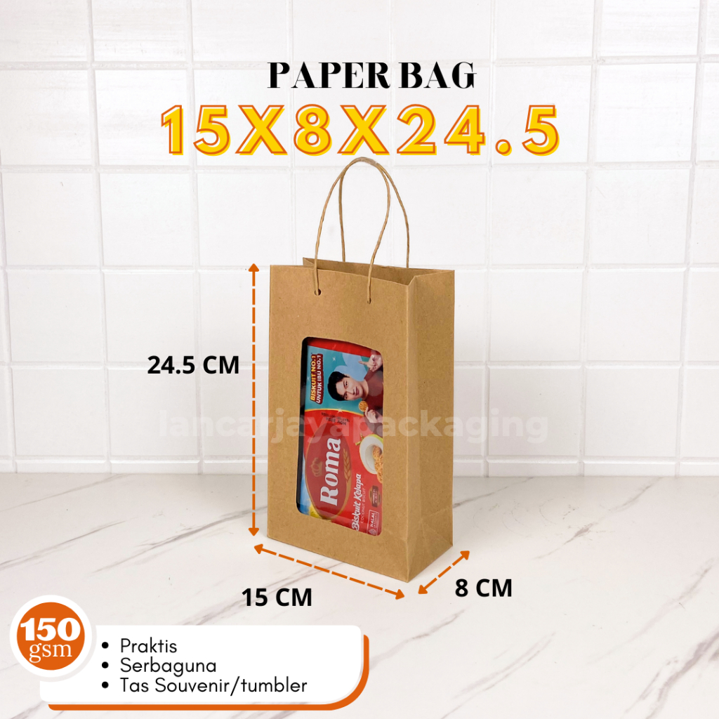 Jual Paper Bag Mika Tas Kado Kertas Kraft Coklat Kantong Jinjing ...