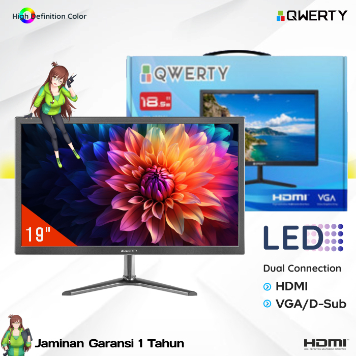 Jual Monitor LED 19 Inch HDMI Qwerty QM-185VH | Shopee Indonesia