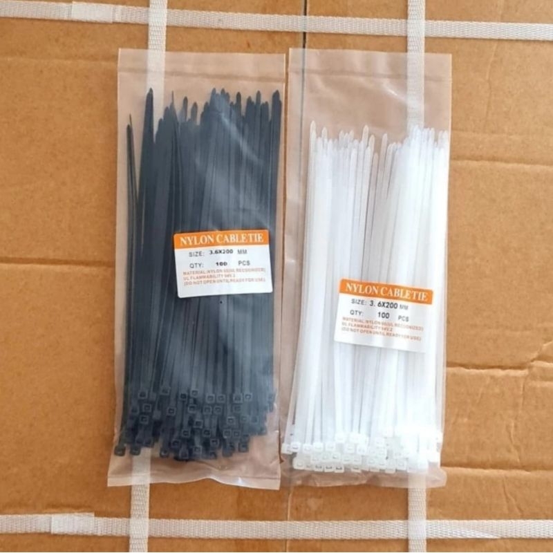 Jual Kabel Ties Cable Tie 3.6x200mm (20cm) Isi 100Pcs | Shopee Indonesia