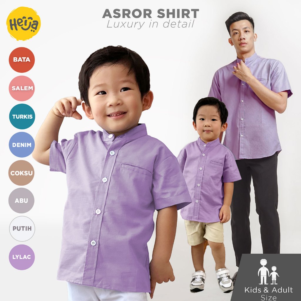 Jual KEMEJA KOKO ANAK LENGAN PENDEK - UNGU LILAC - Katun Sigret ...