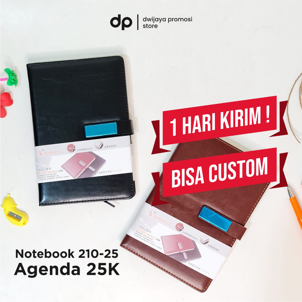 Jual Buku Agenda Notebook 25K Kulit Klip Magnet Custom Printing UV dan ...