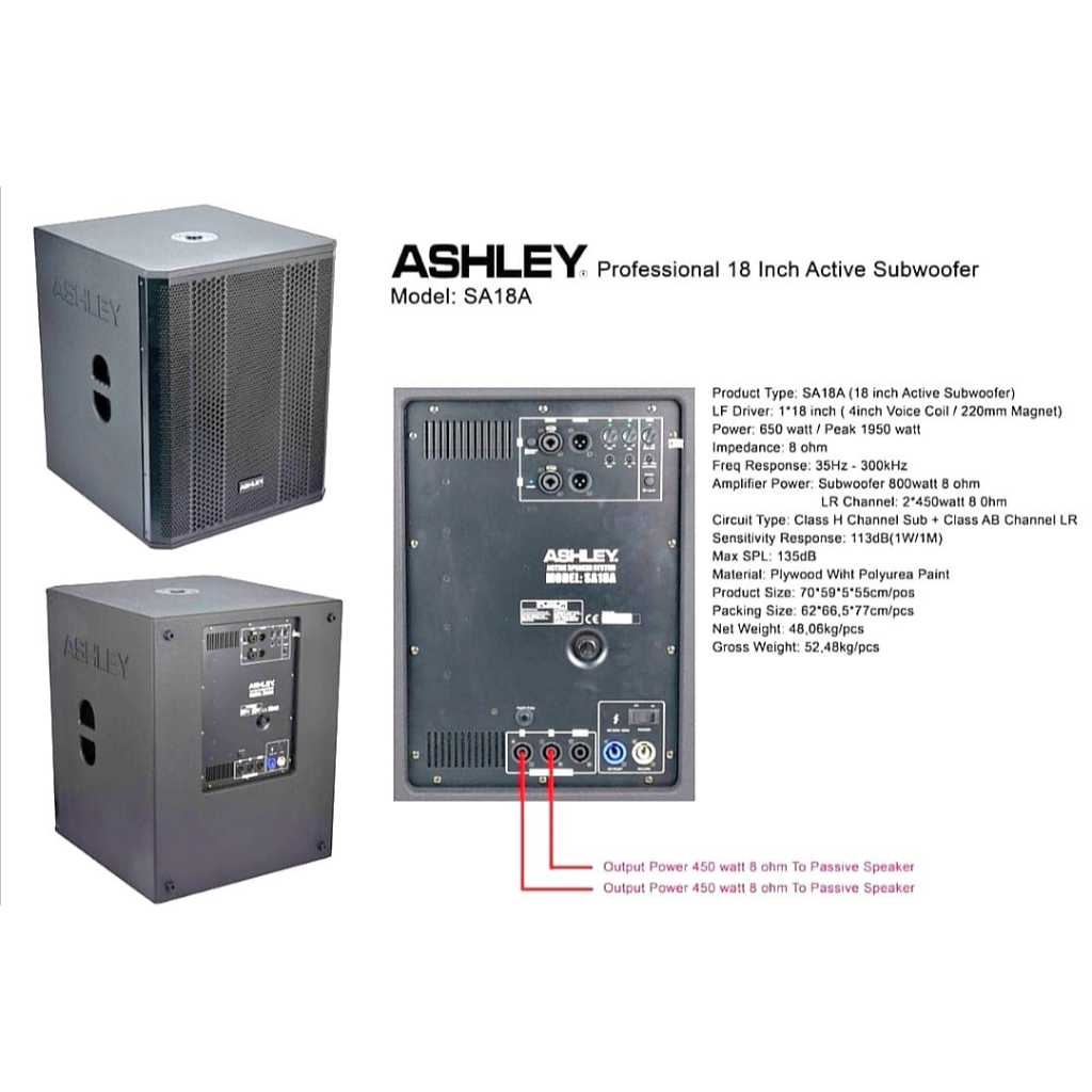 Jual Subwoofer Aktif Ashley SA18A Original 18 inch With Output To ...
