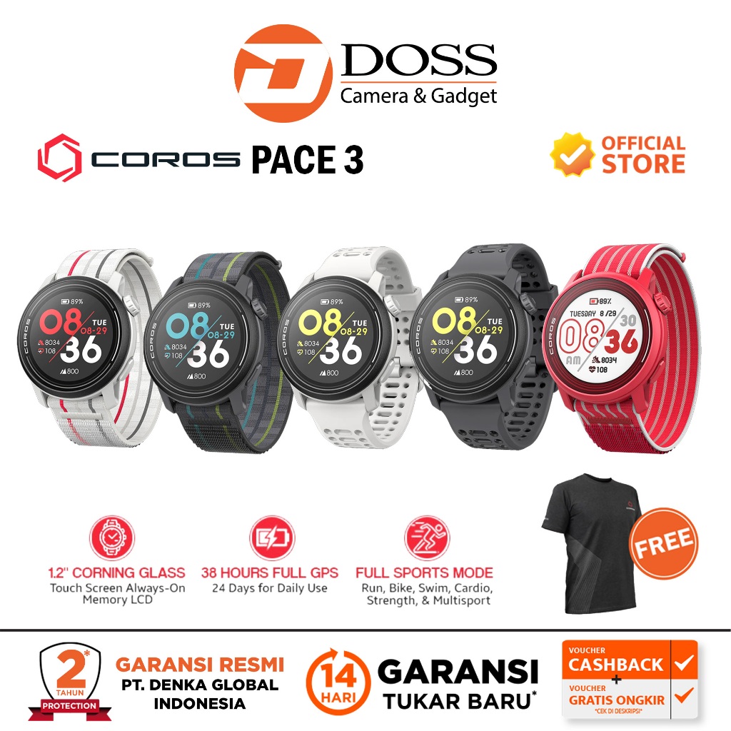 Jual Coros Pace 3 GPS Smartwatch Running Sport Watch Nylon Silicone ...