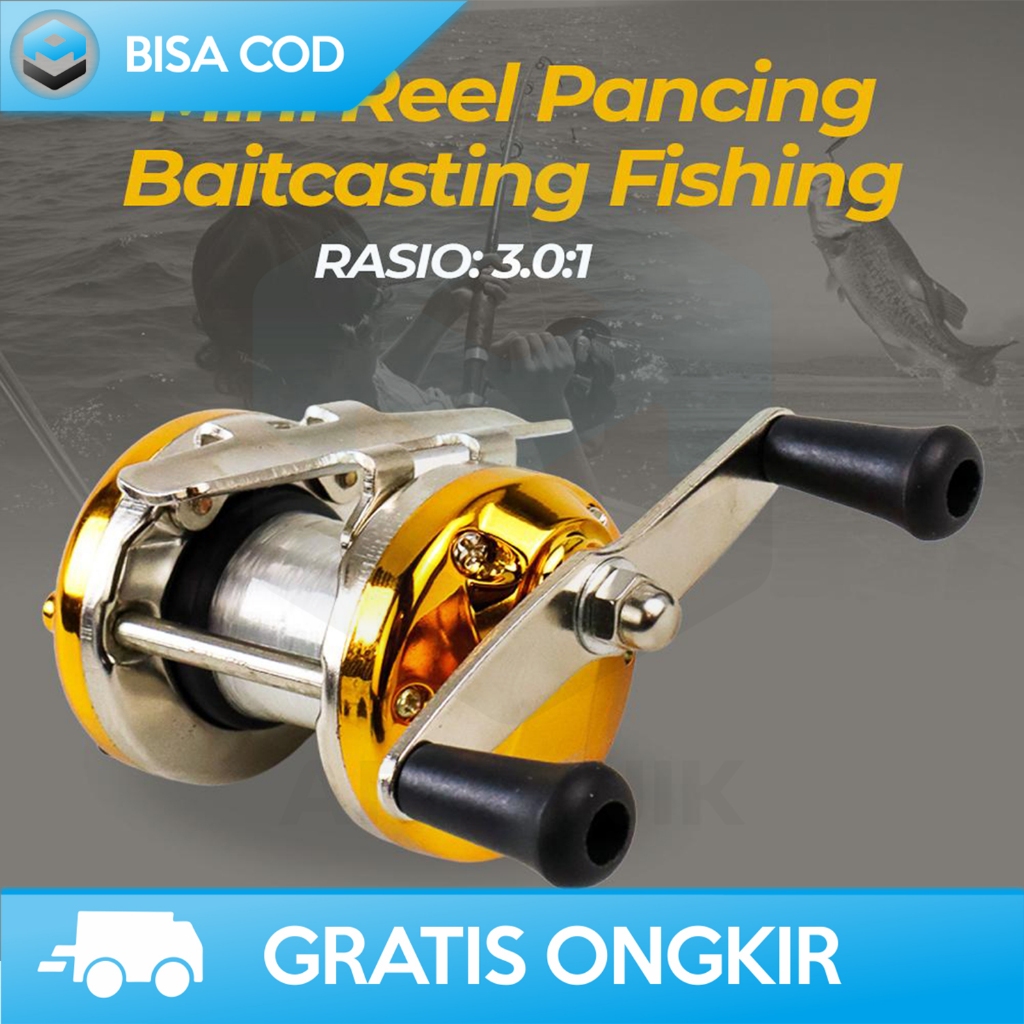 Jual REEL PANCING BAITCASTING BC MINI REAL FISHING STEAL POWER HANDLE ...