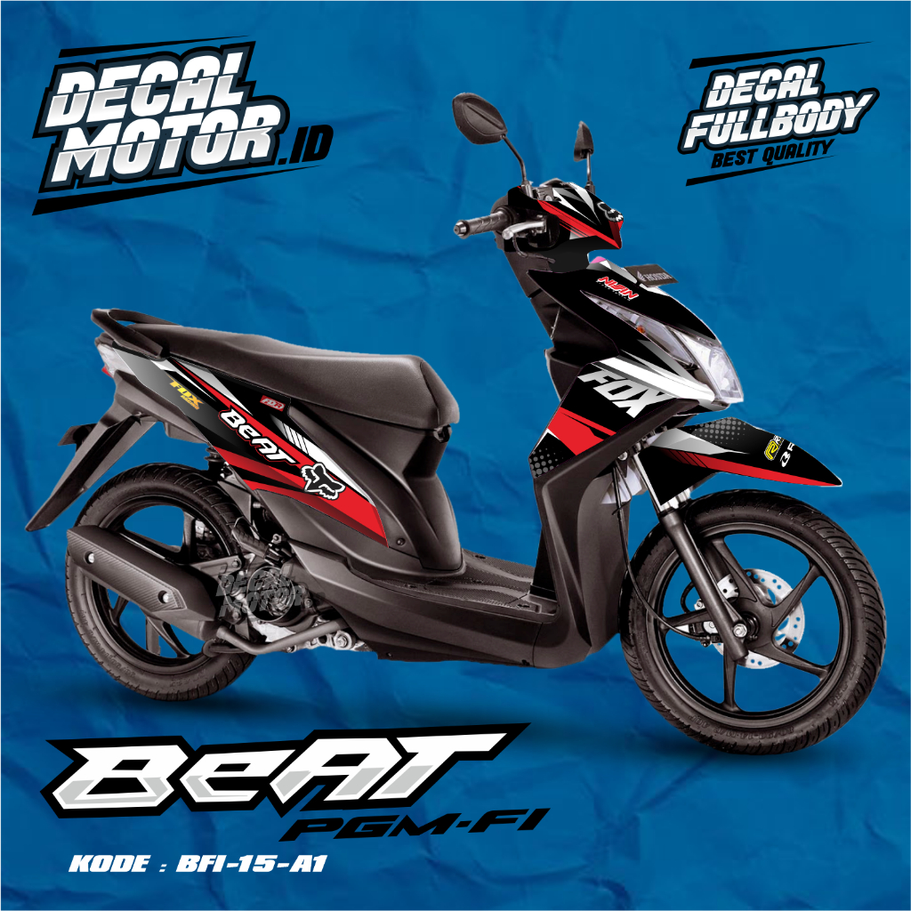 Jual DECAL FULL BODY BEAT FI - sticker decal beat fi full fox merah ...