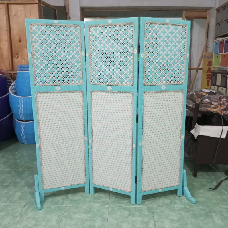 Jual Partisi Ruangan Rotan Sintetis 3 Panel | Shopee Indonesia