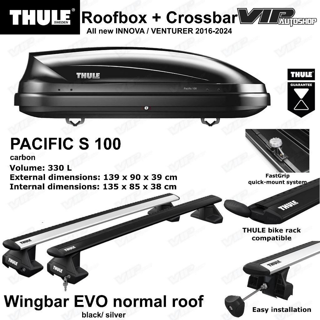 Jual All new INNOVA VENTURER 2016-2024 PAKET2 crossbar + Roofbox roof ...