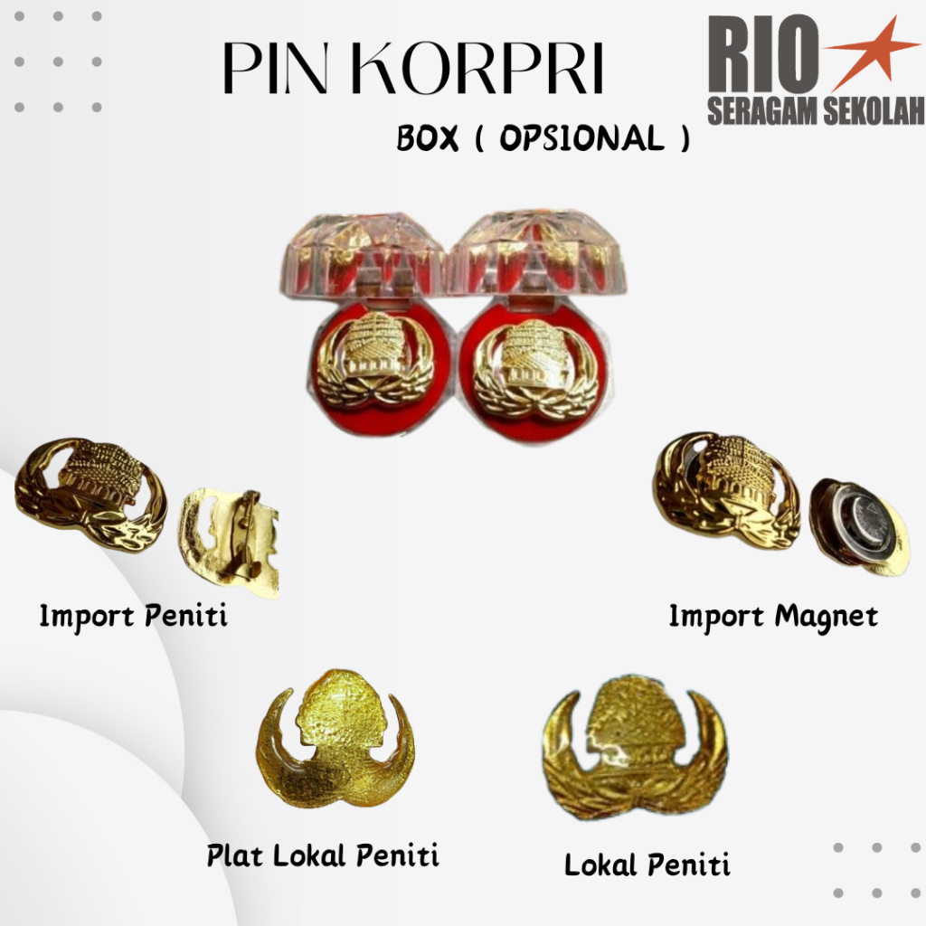 Jual PIN KORPRI, kualitas PREMIUM Kuningan EMAS, PIN KORPRI MAGNET, pin ...