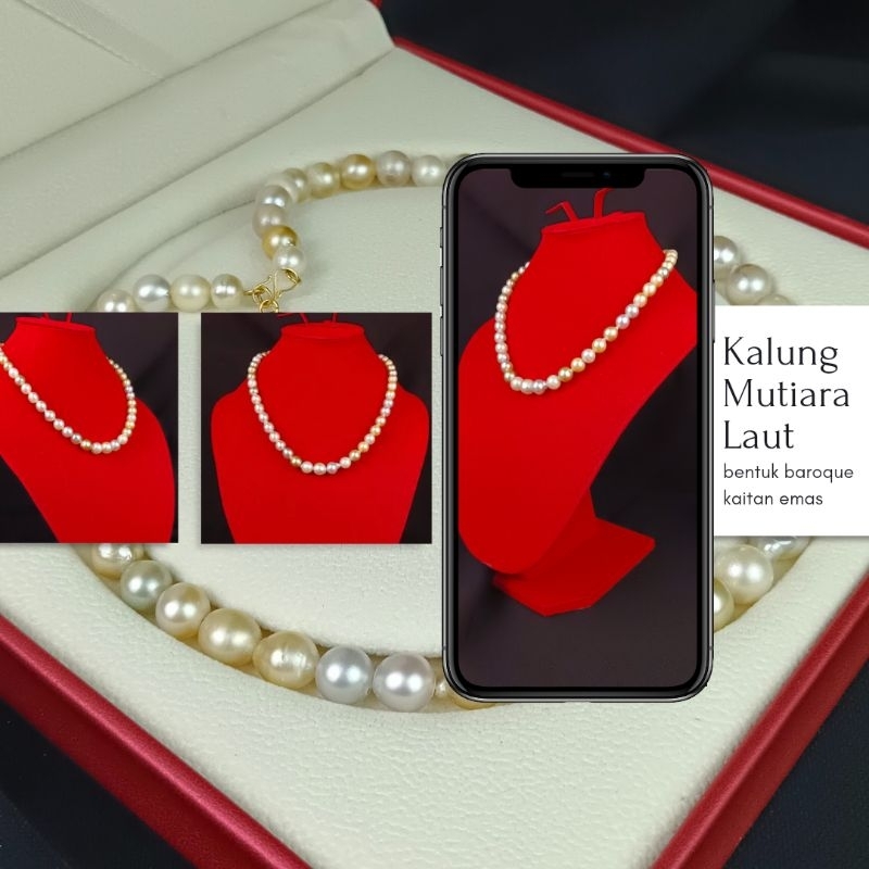 Jual Kalung Full Mutiara Air Laut Baroque Kaitan Emas | Shopee Indonesia