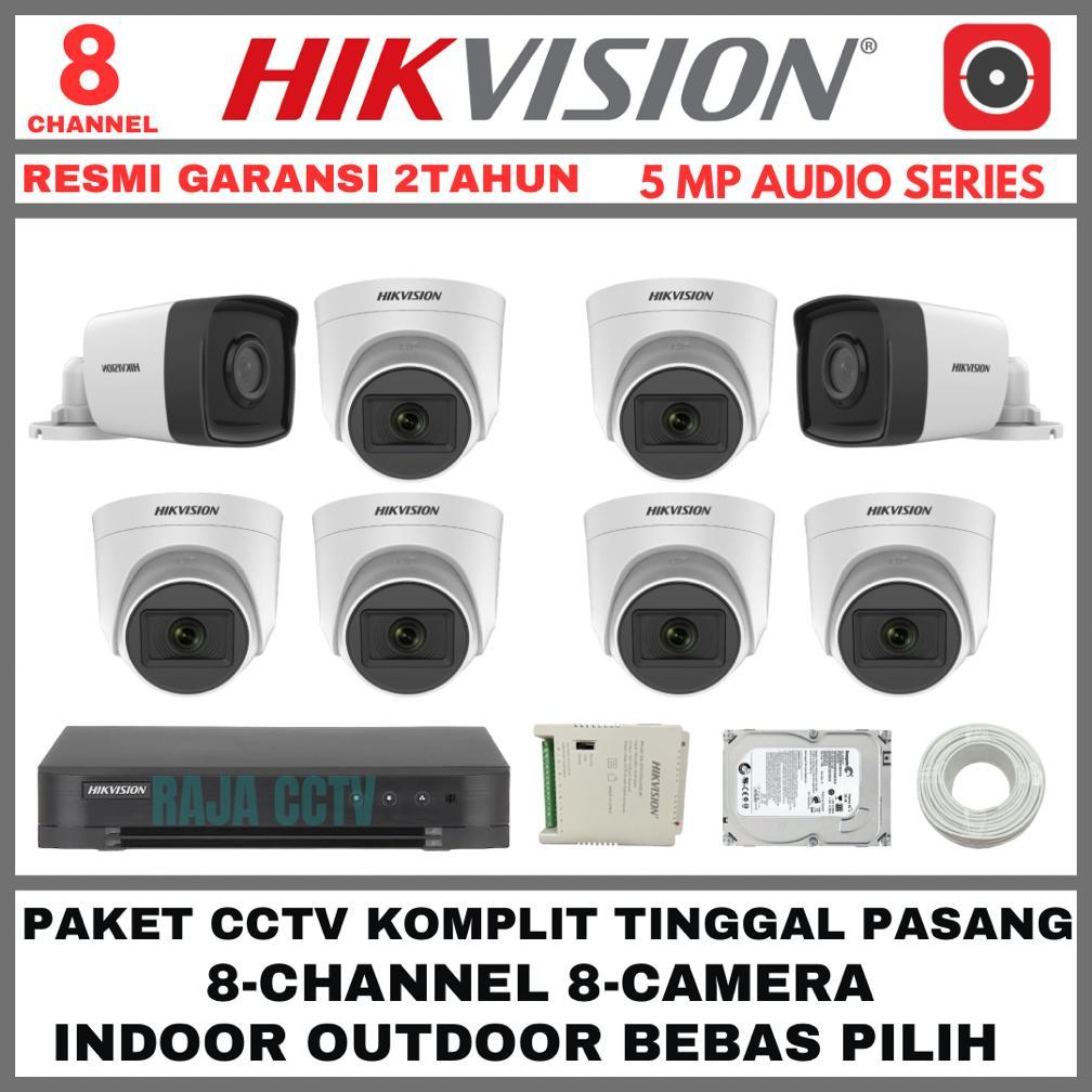Jual PAKET CCTV HIKVISION 5MP 8 CHANNEL 8 CAMERA TURBO HD KAMERA CCTV AUDIO | Shopee Indonesia