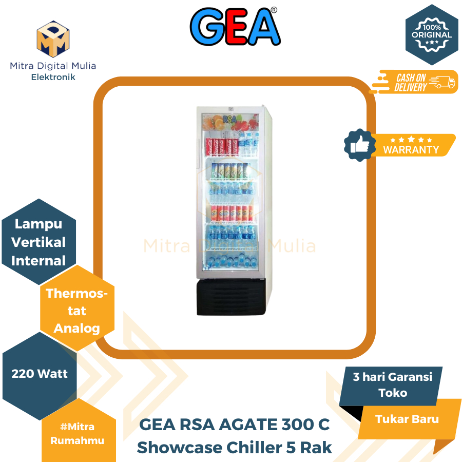Jual GEA SHOWCASE RSA AGATE 300 R CHILLER 5 RAK 282 L | Shopee Indonesia