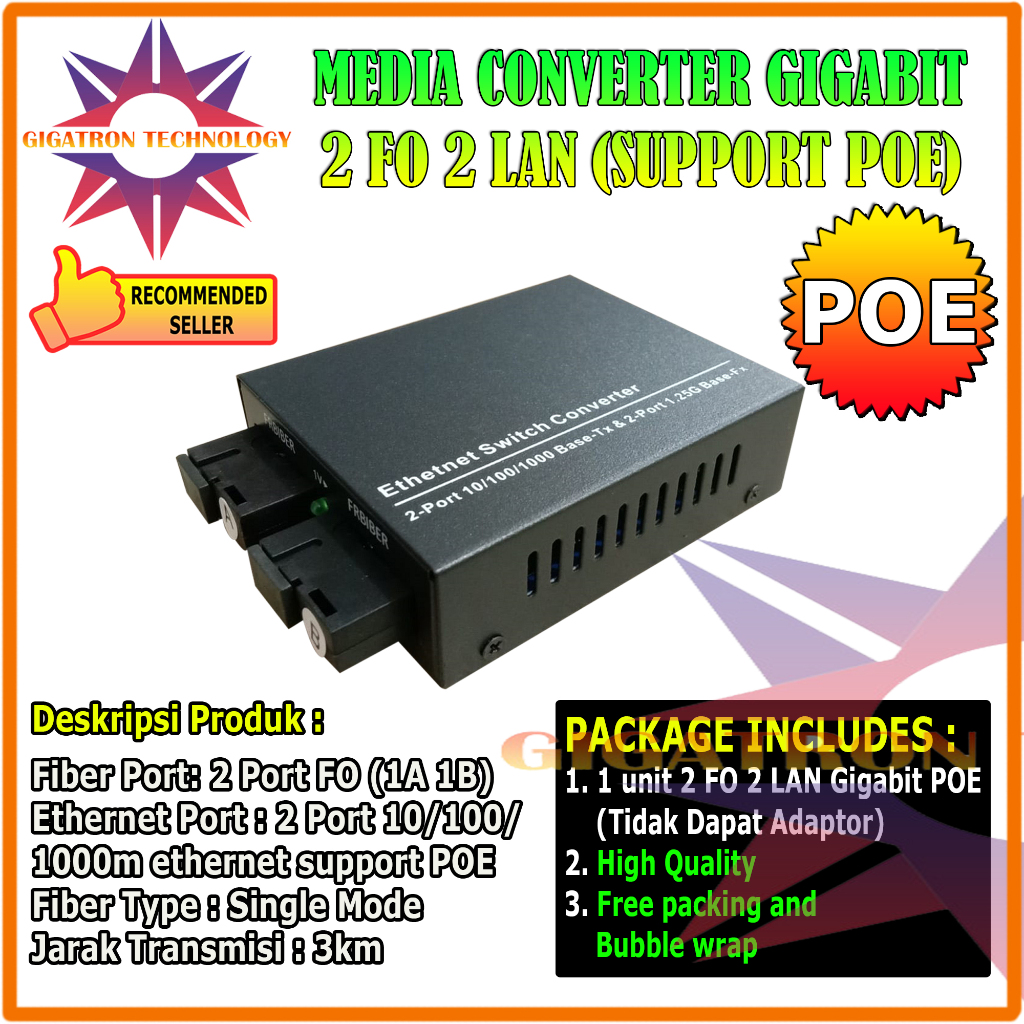 Jual Media Converter 2 FO 2 LAN 2 SC 2 RJ45 Gigabit 1000 Mbps POE Body Casing Switch Fiber Optic ...