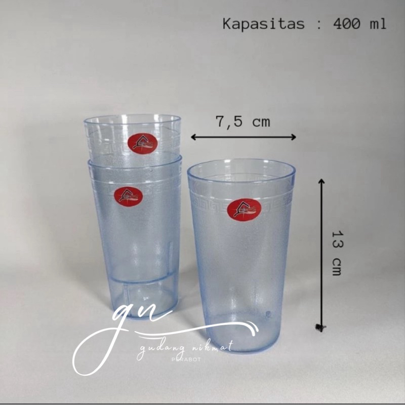 Jual 12 PCS GELAS ALEXIS POLOS BENING BAHAN MIKA TEBAL KAPASITAS 400 ML ...