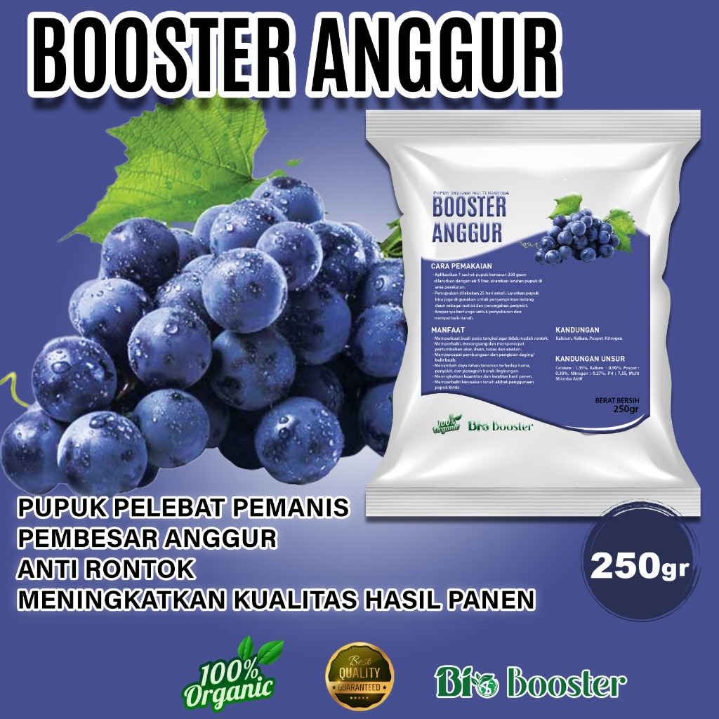 Jual Pupuk booster anggur kemasan 250gr pupuk organik pelebat pemanis pembesar buah anggur ...