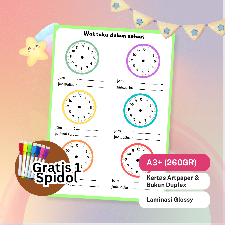 Jual POSTER LAMINASI (FREE SPIDOL) Jam & Waktu / Poster Jam / Poster ...