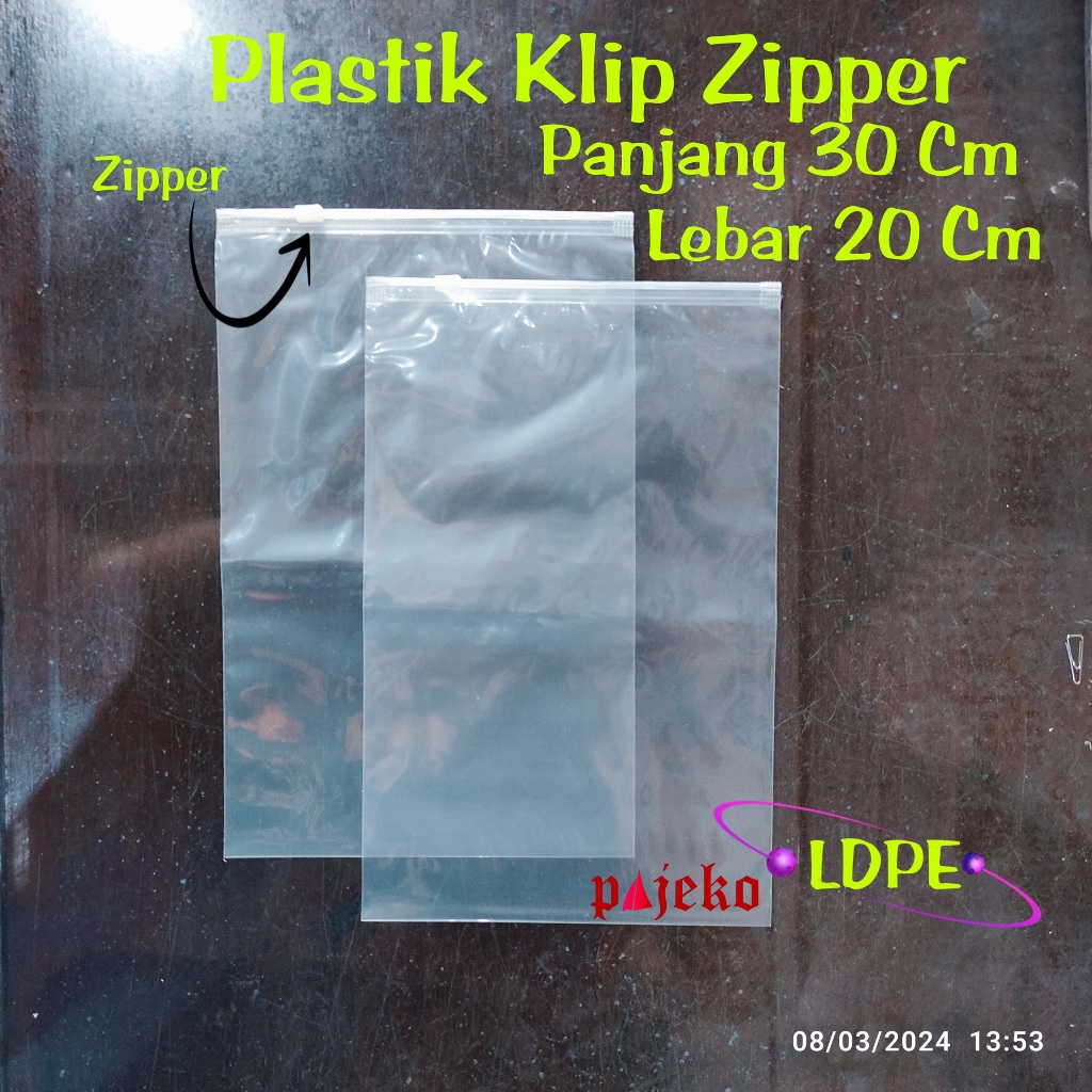 Jual Plastik Zipper 20 x 30 Cm , Plastik Klip Ziplock 20 x 30 Cm ...