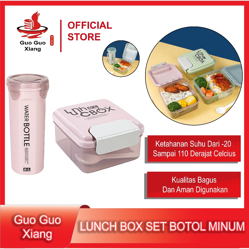 Jual Lunch box Set Botol Minum Model Segi Empat Plus Botol MinumLunch ...