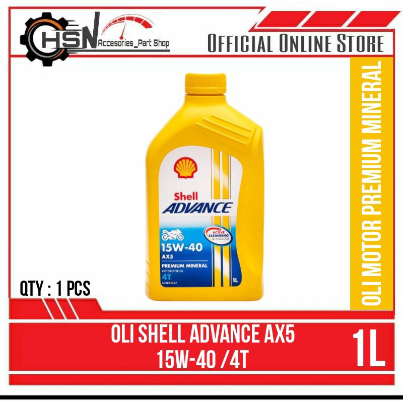 Jual OLI SHELL ADVANCE AX5 SAE 15w-40, 0,8L / 1Liter Oli Mesin Motor ...