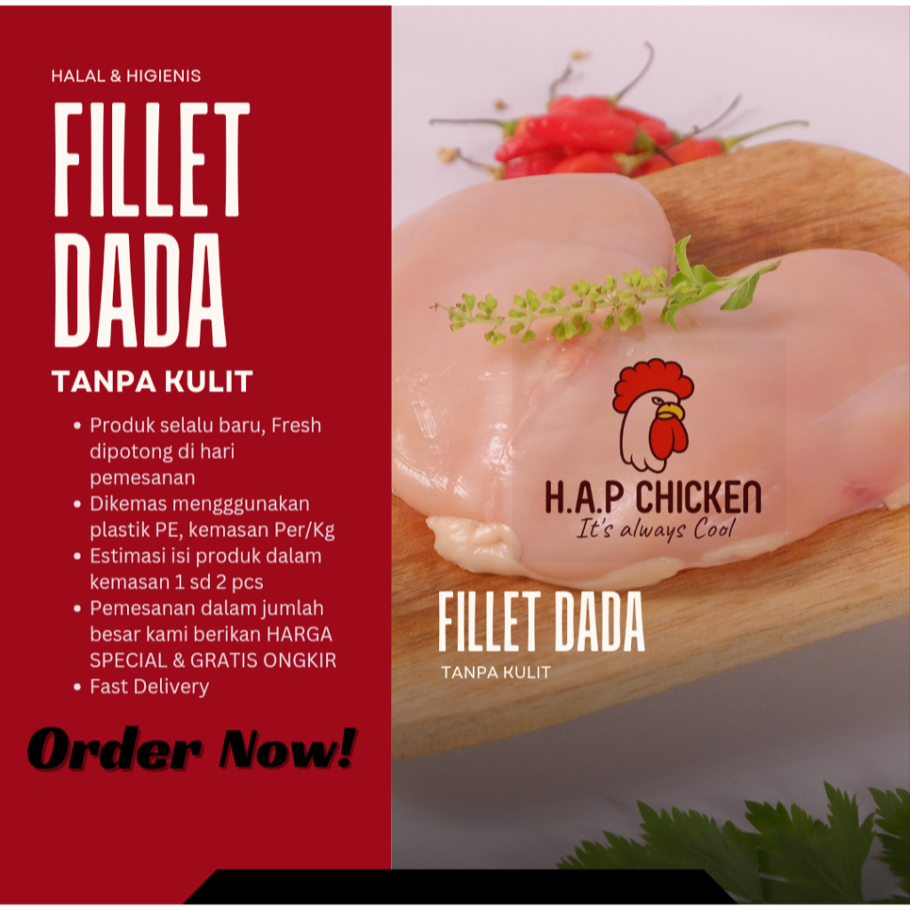 Jual Daging Ayam Dada Fillet Boneless (Tanpa Kulit) | Shopee Indonesia