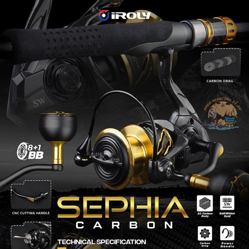 Jual Reel IROLY SEPHIA+ SW & SEPHIA CARBON 500 800 1000 2000 3000 4000 ...