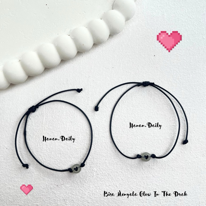 Jual (Couple) Gelang Love Glow In The Drak Single Slide | Gelang Serut ...