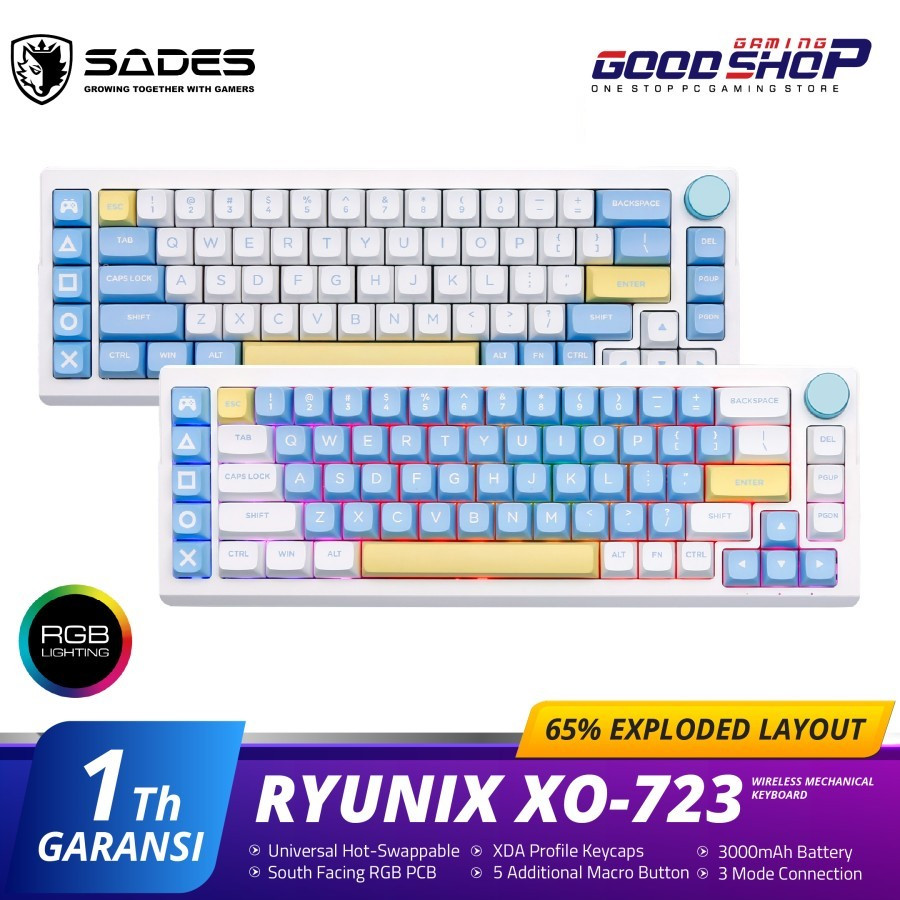 Jual Sades Ryunix XO-723 Keyboard Gaming Mechanical Tri-mode | Shopee ...