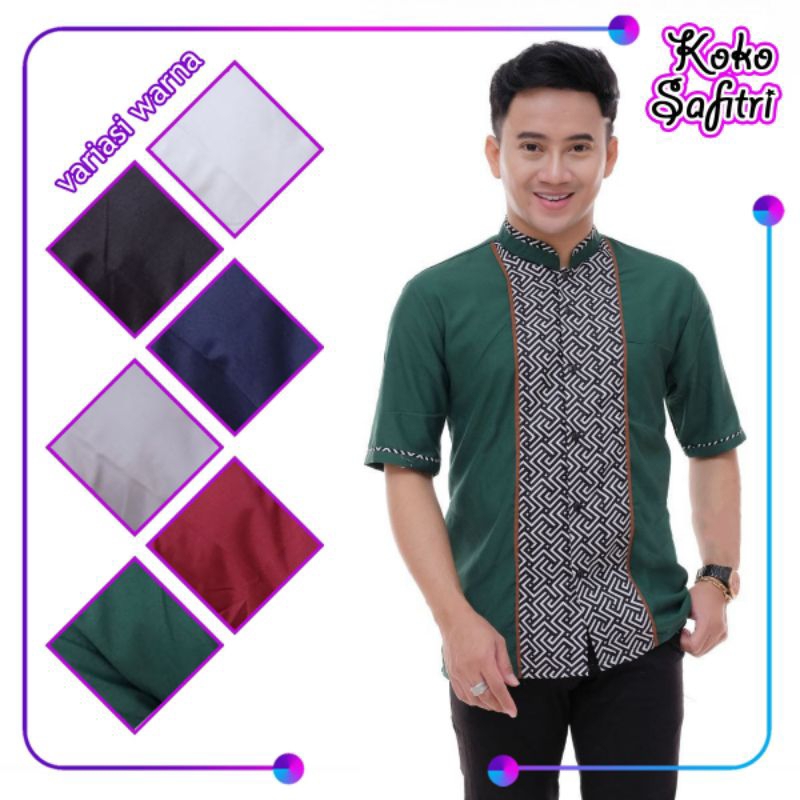 Jual HEM KEMEJA LENGAN PENDEK BAHAN PREMIUM MODERN KOMBINASI MOTIF ...