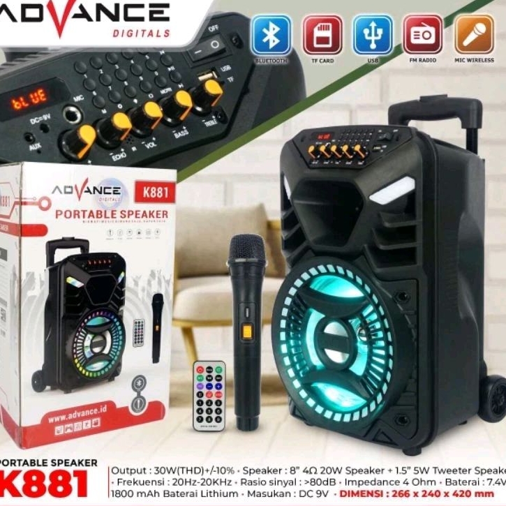 Jual SPEAKER PORTABLE ADVANCE KS821 K881N ,SPEAKER TROLLEY ADVANCE KS 821 K881N K881 ORIGINAL ...