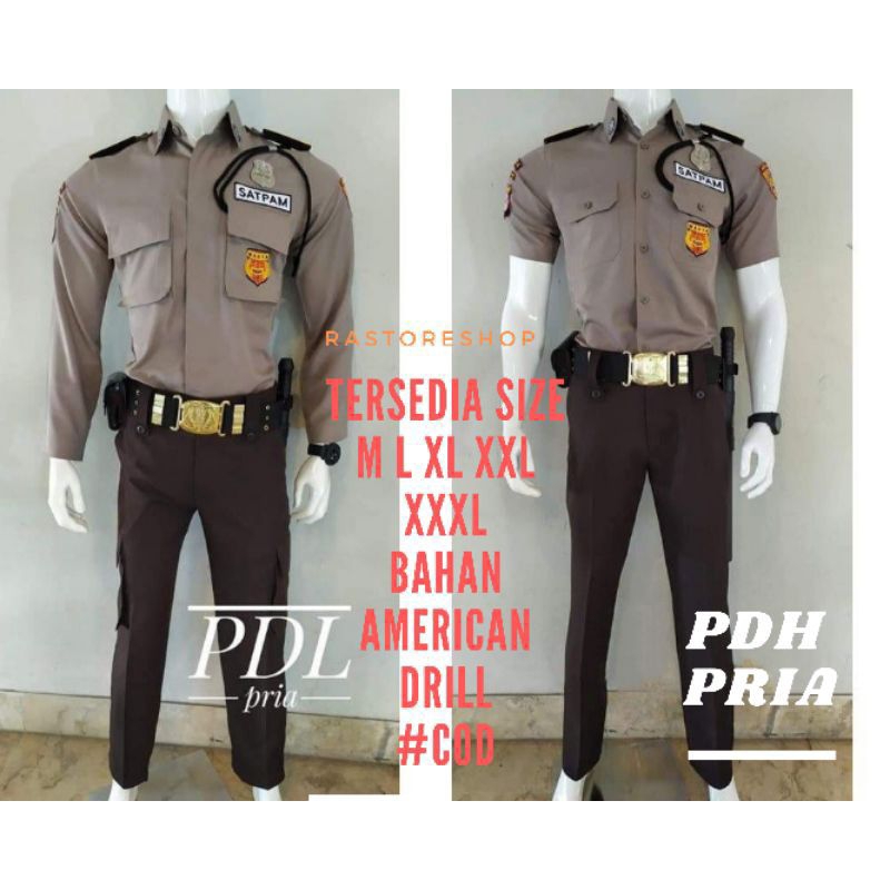 Jual SERAGAM SATPAM SECURITY DRIVER SOPIR BODYGUARD PDL PDH COKLAT CREAM KREM TERBARU 2024 ...