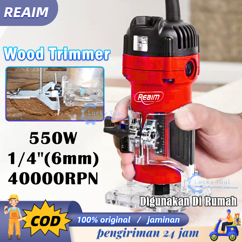 Jual Reaim Mesin Profil Kayu 6 mm Wood Trimmer 550W 1/4" Mesin Profil ...