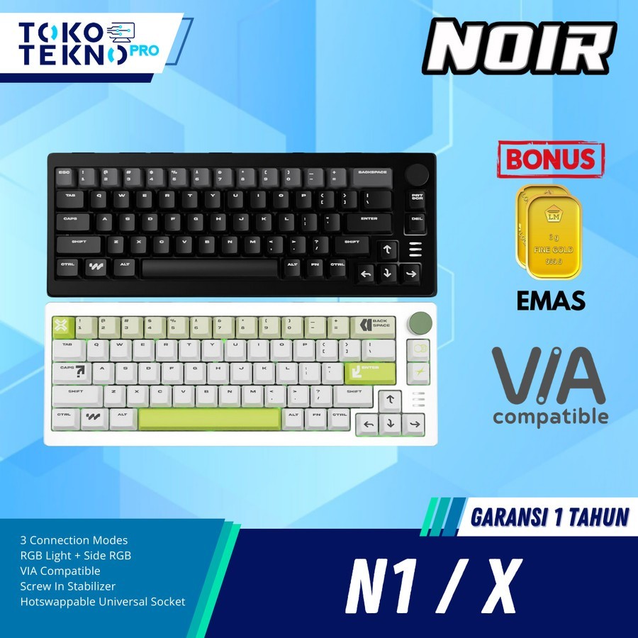 Jual Noir N1x / N1-X Wireless Mechanical Gaming Keyboard VIA Compatible ...