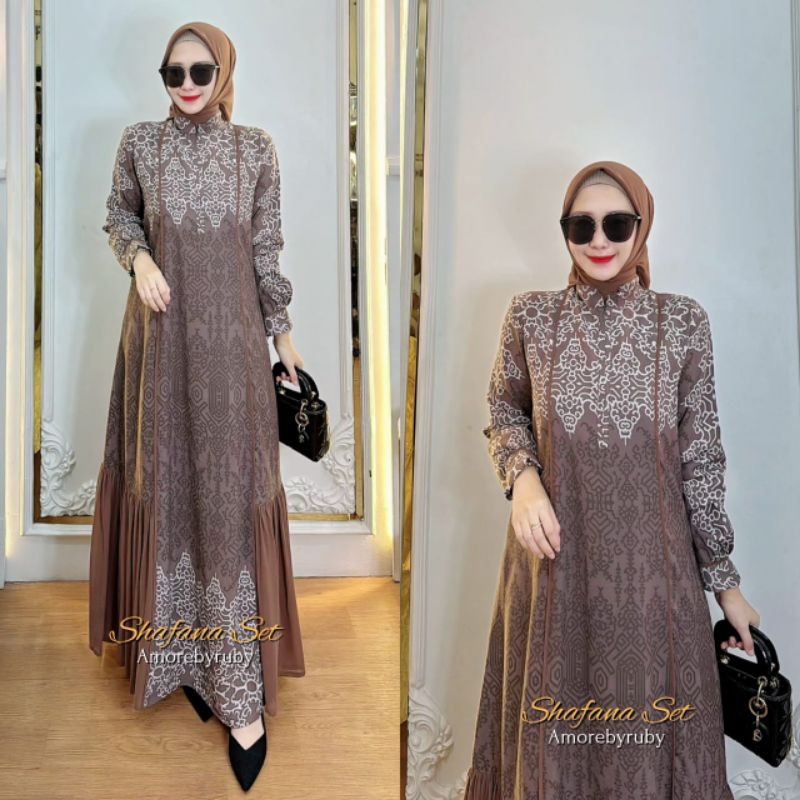 Jual Shafana Dress Set Hijab Lionel Richie Gamis Lebaran 2024 Terbaru ...