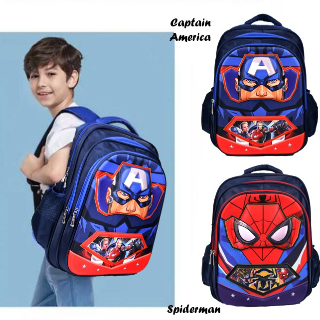 Jual Tas Sekolah SD Ransel Anak Laki-Laki Karakter Timbul Tas Marvel Superhero Import 3D Emboss ...