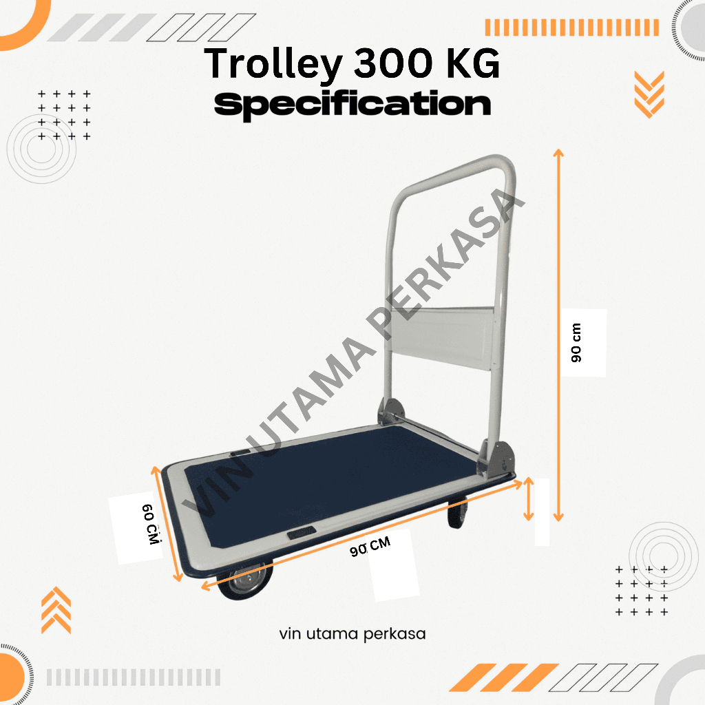 Jual Handtruck Troley lipat bawa angkut barang 300 KG 60 X 90 CM ...