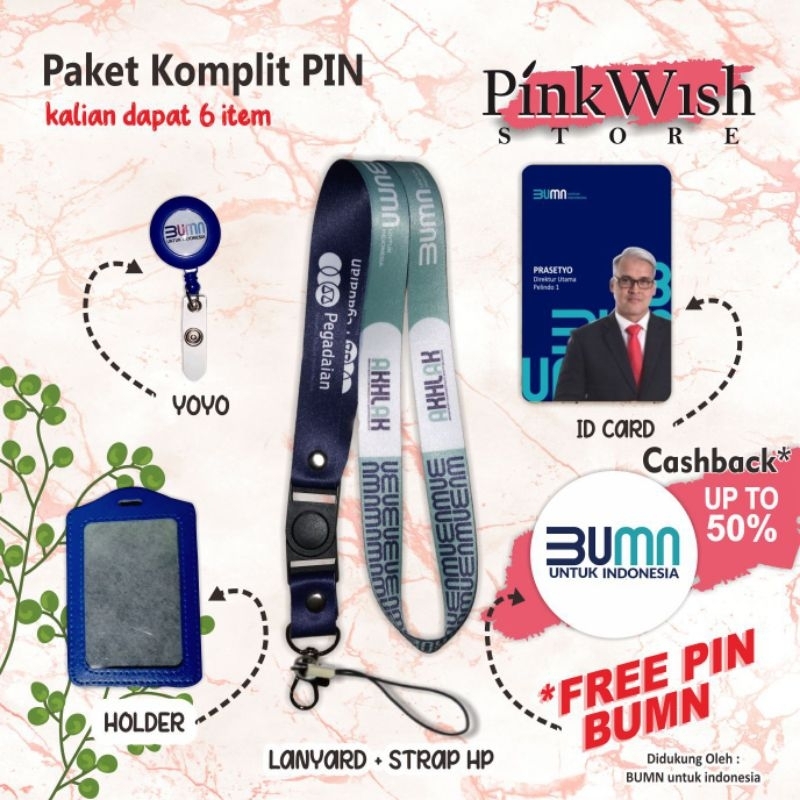 Jual Tali Idcard Pegadaian Akhlak BUMN Biru/ Lanyard PEGADAIAN AKHLAK ...