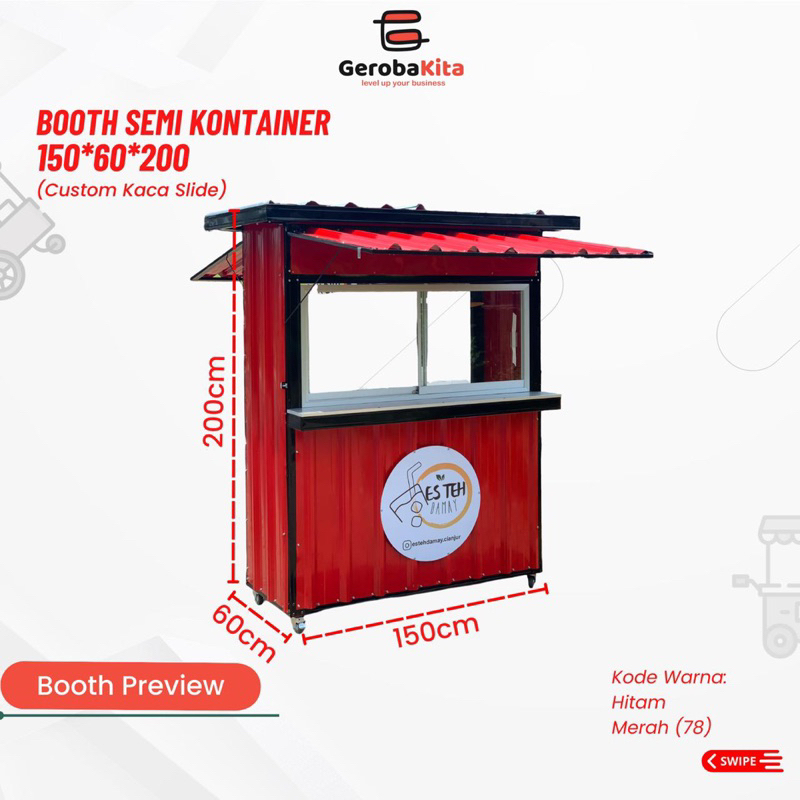Jual Booth Semi Container 150x60x200 Custom Kaca Geser | Shopee Indonesia