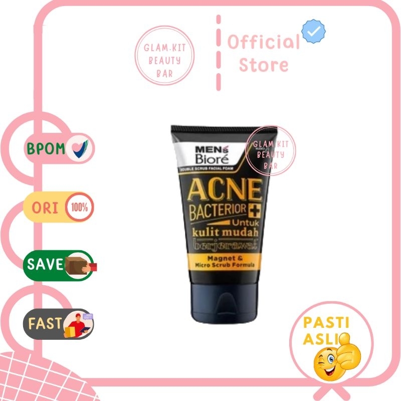 Jual Men's Biore Double Scrub Facial Fosm Acne Bacterior 100g | Shopee ...