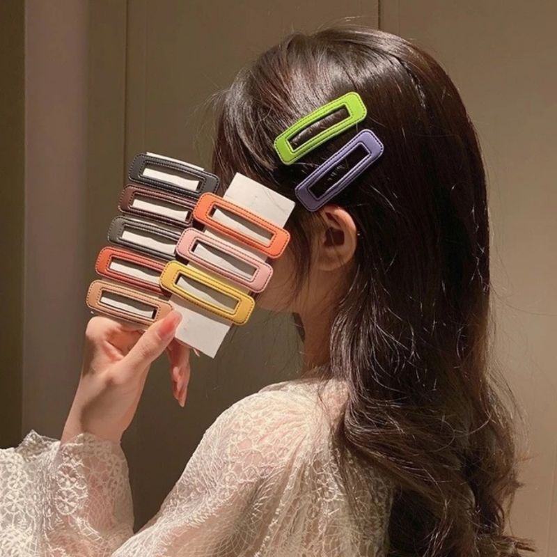 Jual Klip Besar Besi Kulit Jepitan Rambut Warna Warni korea | Shopee ...