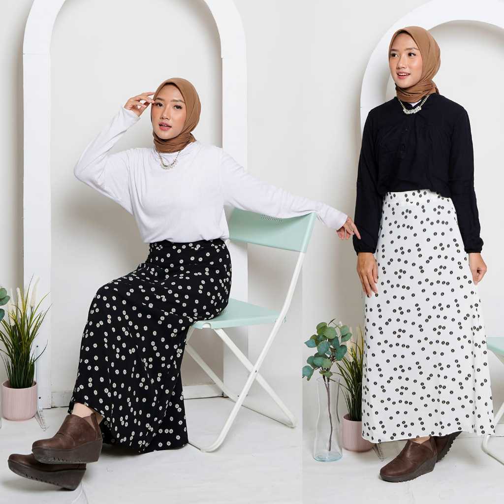 Jual ROK DAISY SKIRT KOREA A-LINE/ROK MOTIF BUNGA/ROK PANJANG WANITA L ...