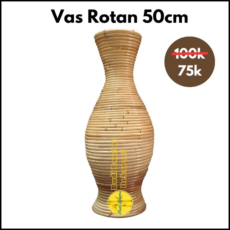 Jual Guci Rotan / Vas Bunga Rotan Sudah di Vernis Ukuran 50cm / Vas ...
