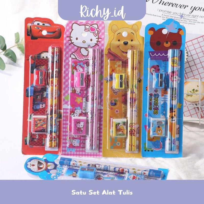 Jual set alat tulis sekolah 5 in 1 / set alat tulis karakter | Shopee ...