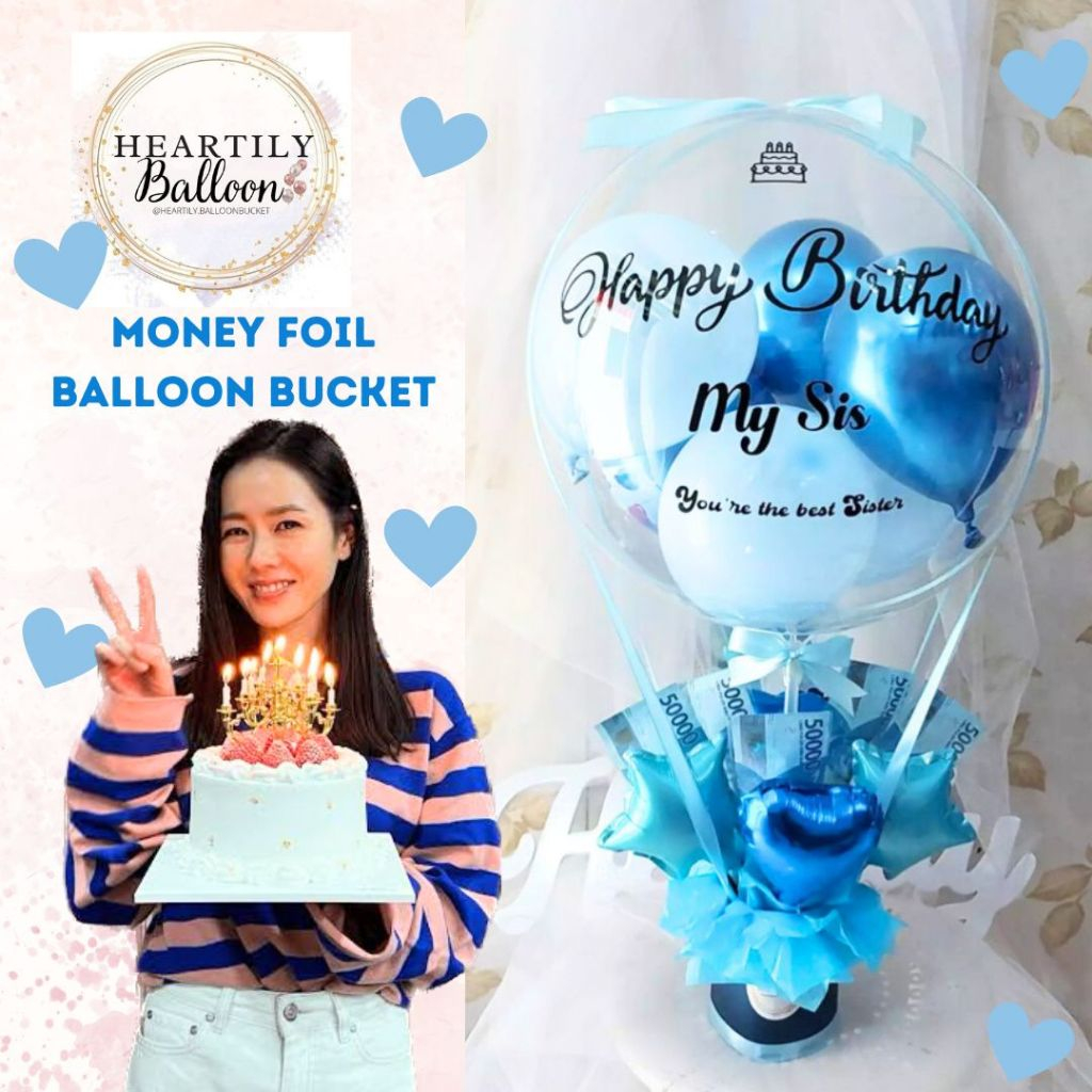 Jual [READY 1HARI JADI] Balloon Bucket Foil Money Balloon Box | Shopee ...