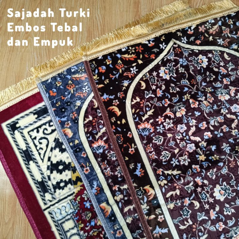Jual Sajadah Turki Premium Sejadah Empuk Tebal Embos 110x70cm | Shopee ...