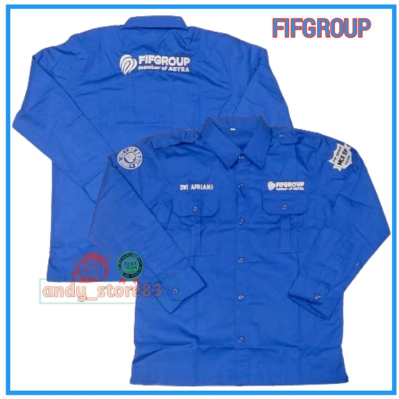 Jual kemeja FIFGROUP tangan panjang biru benhur | Shopee Indonesia