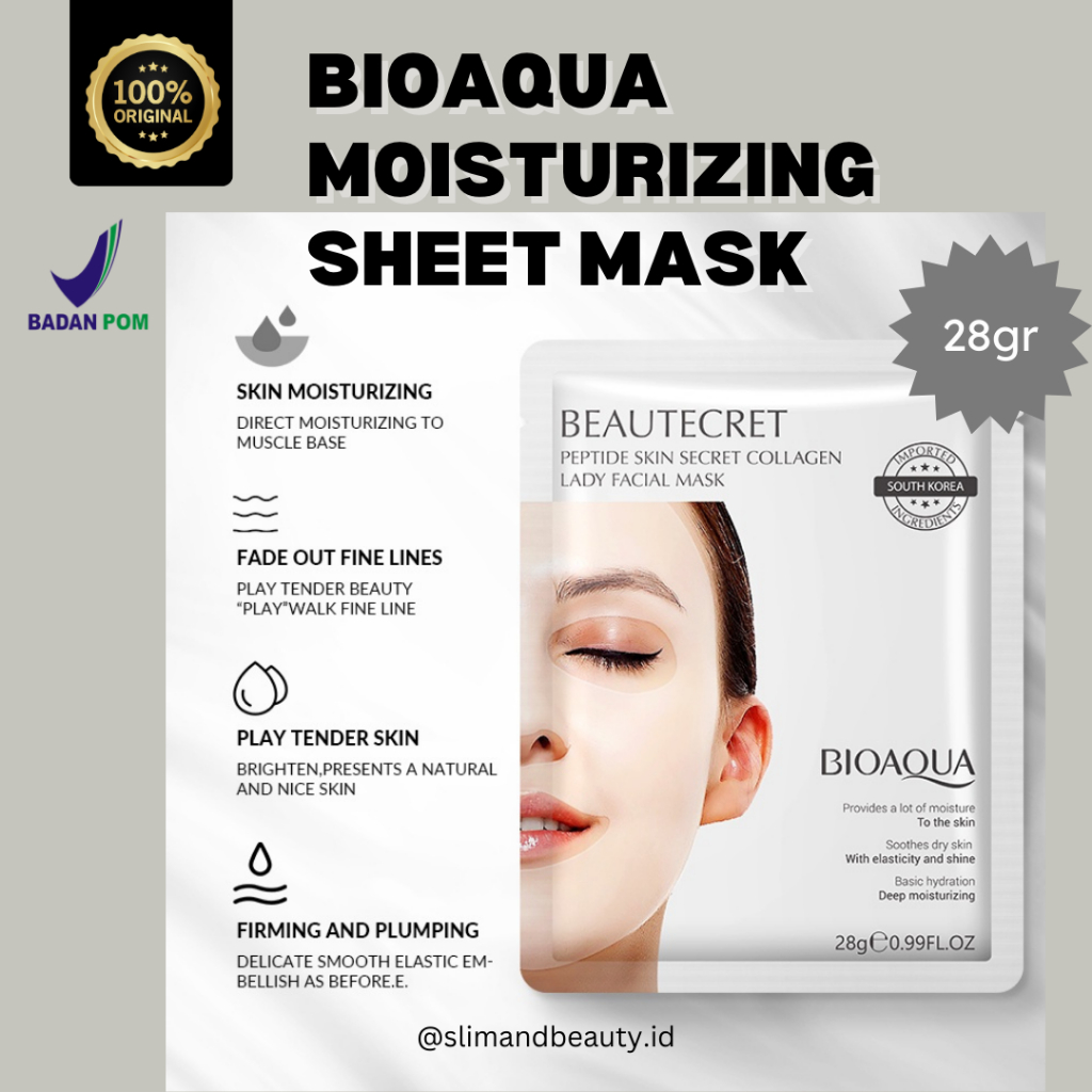 Jual BIOAQUA Peptide Skin Secret Collagen Lady Facial Sheet Mask (28gr ...