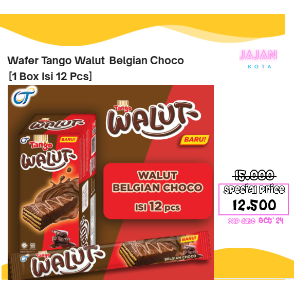 Jual Wafer Tango Walut Belgian Choco 1 Box Isi 12 pcs | Shopee Indonesia